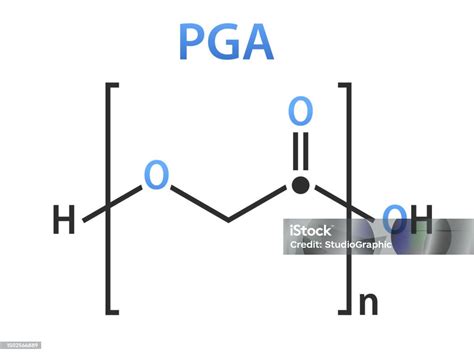 폴리글리콜라이드 생분해성 폴리머 생분해성 열가소성 폴리머입니다 흡수성 봉합사에 사용됩니다 골격 공식 벡터 그림 건강관리와 의술에