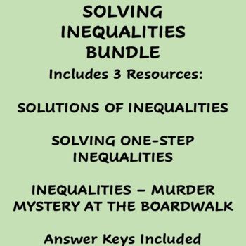 Solving Inequalities BUNDLE Volume 2 By Teacher Deb Egizi TpT