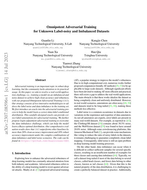 Pdf Omnipotent Adversarial Training For Unknown Label Noisy And