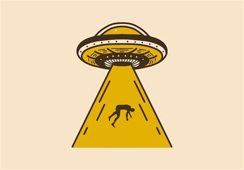 Premium Vector Vintage Art Illustration Of A Ufo Suck A Human