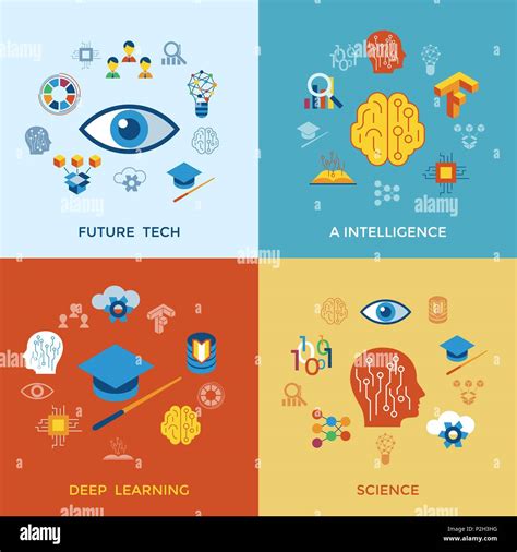Digital Vector Deep Structured Learning And Artificial Intelligence Icon Set Stock Vector Image