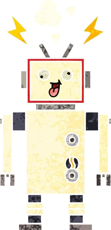 Retro Illustration Style Cartoon Crazy Broken Robot 11503539 Vector Art