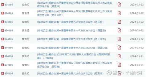 北交所拟ipo企业再现“发行底价” 昨日北交所拟上市公司 爱舍伦 874105于2024年3月20日召开第一届董事会第十六次会议，董事会