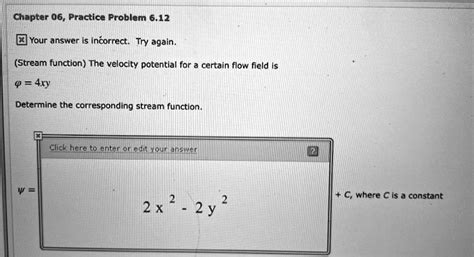Stream Function The Velocity Potential For A Certain Flow Field Is Î¦ 4xy Determine The