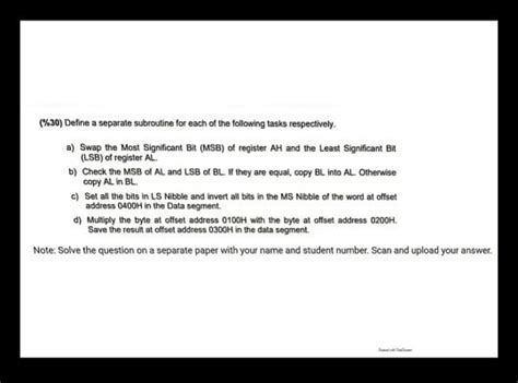 Solved 30 Define A Separate Subroutine For Each Of The