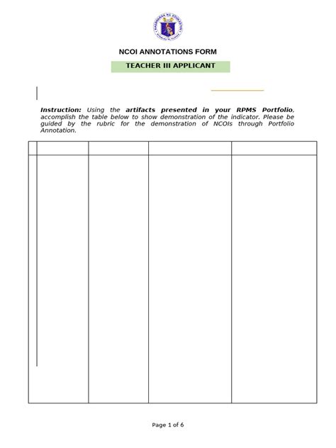Tiii Ncoi Annotations Form Pdf Annotation Human Communication