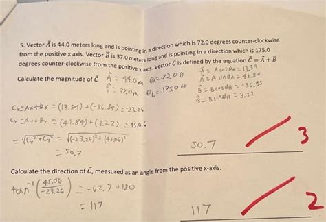 Solved 5 Vector A Is 44 0 Meters Long And Is Pointing In A