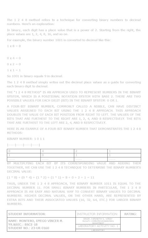 Dyegs Cecomprog Assignment Feb16 19 The 1 2 4 8 Method Refers To A