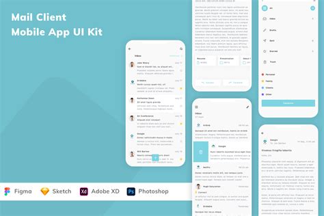 Mail Client Mobile App Ui Kit Ui Kits And Libraries ~ Creative Market