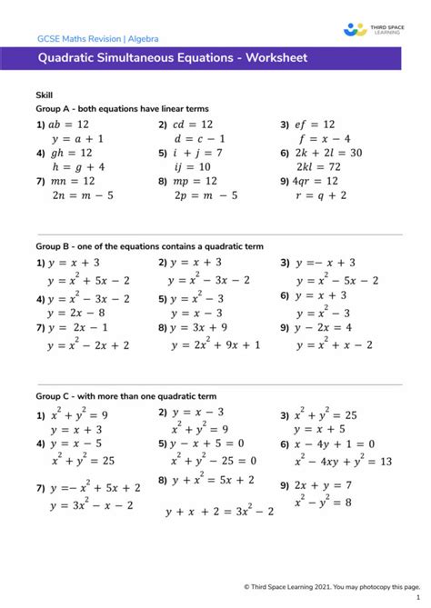 Worksheet On Simultaneous Equations