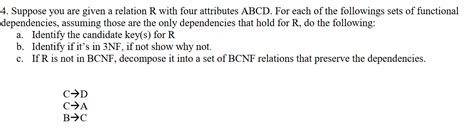 solved 4 suppose you are given a relation r with four