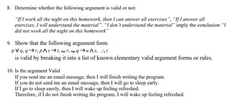 Solved 8 Determine Whether The Following Argument Is Valid Chegg Com