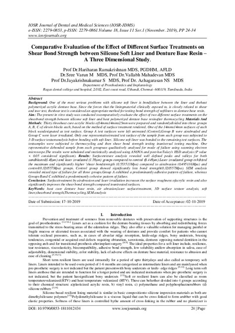 Pdf Comparative Evaluation Of The Effect Of Different Surface