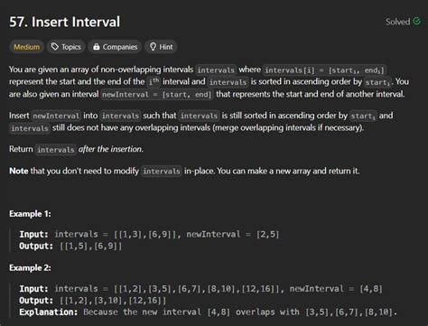 Aryansh Gupta On Linkedin Day 2 Of 50 Days Of Code Problem Solved 57insert Intervalleetcode