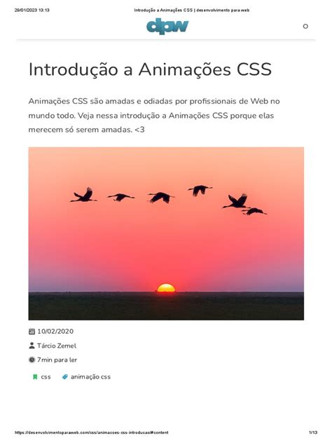 Introdução A Animações Css Desenvolvimento Para Web Pdf Designer De Web Rede Mundial De