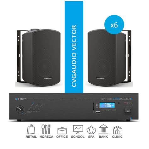 Комплект звукового оборудования для озвучивания помещений площадью до 150 м2 Cvgaudio Vector Bl