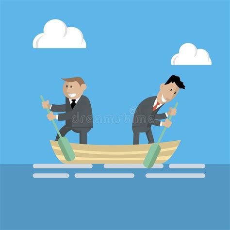 Businessmen Swim In A Boat In Different Directions Stock Vector Illustration Of Company