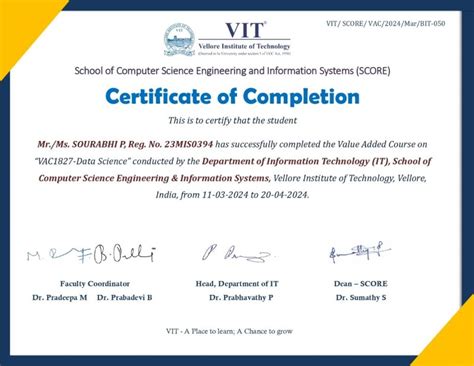 Datascience Skilldevelopment Learningjourney Vit Continuouslearning Sourabhi Prabakaran