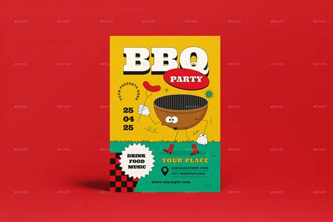 Yellow Retro Cartoon Bbq Flyer Print Templates Graphicriver