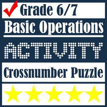 Basic Operations Add Subtr Multiply Divide Crossnumber Puzzle