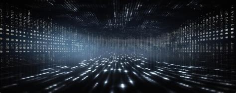 Gray Abstract Binary Code Background With Glowing Light Rays And Digital Numbers For Technology