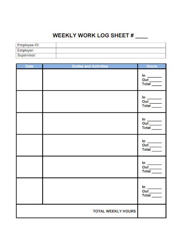 10 Free Work Log Samples To Download
