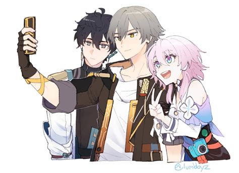 Trailblazer March 7th Dan Heng And Caelus Honkai And 1 More Drawn