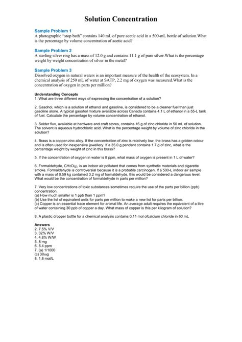 Solution Concentration