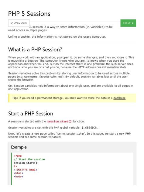 Php 5 Sessions What Is A Php Session Pdf Information Science