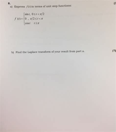 Solved Express F T In Terms Of Unit Step Functions F T Chegg Com