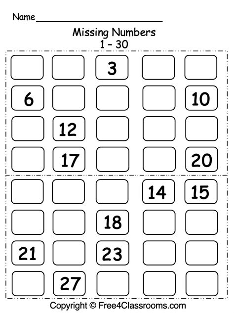 Free Missing Numbers Worksheet Free Worksheets Free4classrooms