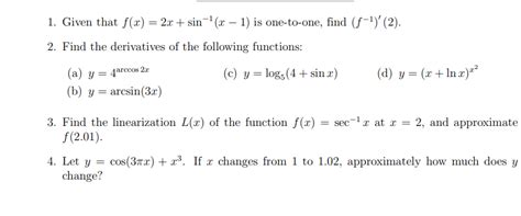 Solved Given That F X X Sin X Is One To One Find Chegg Com