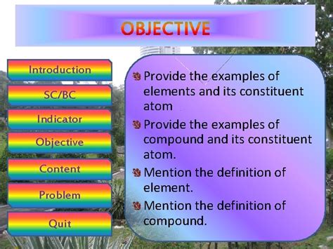 Introduction Scbc Indicator Objective Content Problem Quit Element