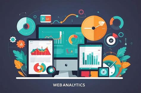 flat vector illustration of web analytics information and development