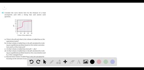 Solved Consider The Curve Shown Here For The Titration Of A Weak Monoprotic Acid With A Strong