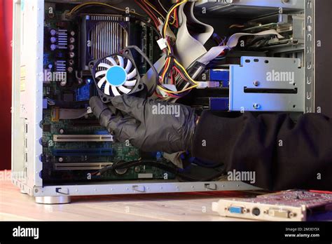 Disassembly Of The Cpu Cooling Fan In The Computer On A Pink Background Stock Photo Alamy