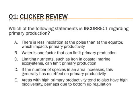 lecture 9 global ecology part 1 q1 clicker review which of the