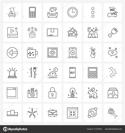Set Basic Line Icons Interface Old Telephone Face Big Ben Stock Vector