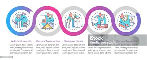 방수 재료 벡터 인포 그래픽 템플릿입니다 비즈니스 프리젠 테이션 디자인 요소 5단계 와 옵션을 갖춘 데이터 시각화 프로세스 타임