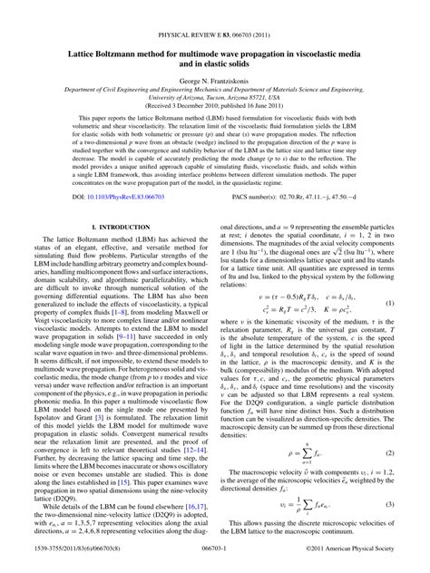Pdf Lattice Boltzmann Method For Multimode Wave Propagation In Viscoelastic Media And In