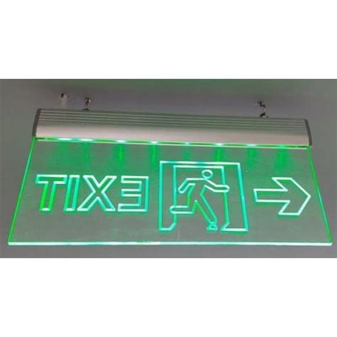 LED Edge Lit Exit Signage With Man Running And Arrow Symbol Size X Inch Mm Hrs Battery