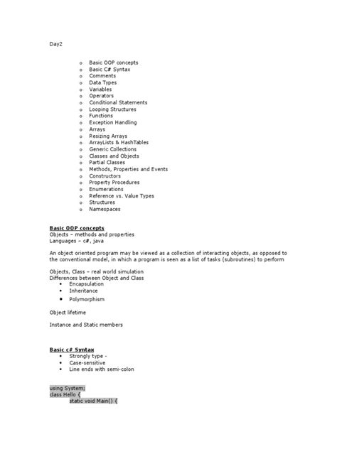 Trainingmaterials Day2 Pdf Class Computer Programming