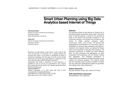Pdf Smart Urban Planning Using Big Data Analytics Based Internet Of