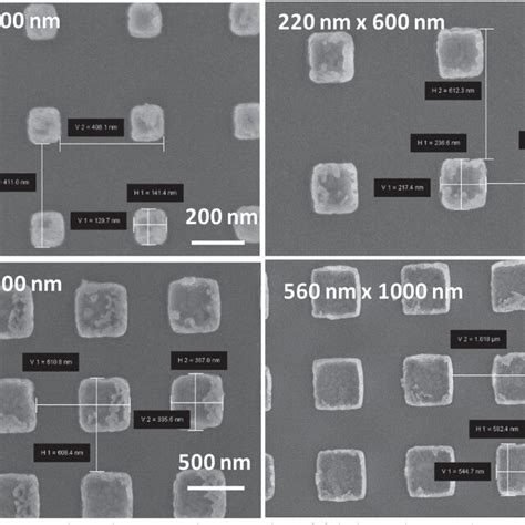 Scanning Electron Micrographs Of Fabricated Nanoplasmonic Arrays Download Scientific Diagram