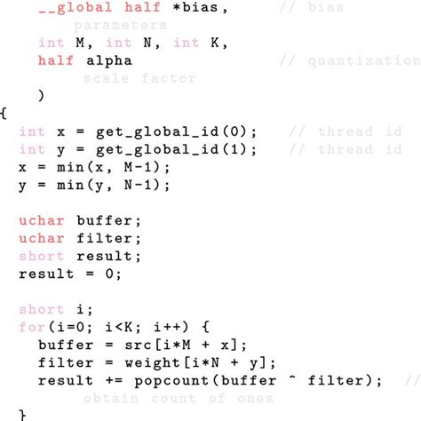 Example Code To Implement Binary Gemm With Gpu Instructions The Download Scientific Diagram