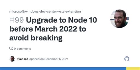 Upgrade To Node 10 Before March 2022 To Avoid Breaking · Issue 99 · Microsoftwindows Dev