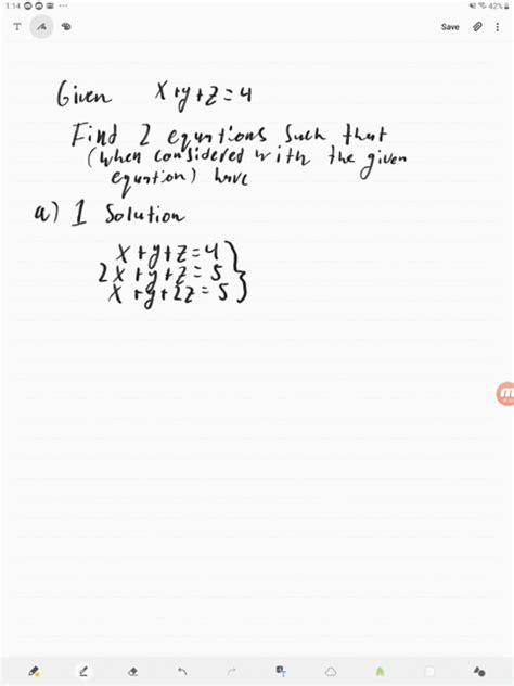 Solvedconsider The Linear Equation In Three Variables Xyz4 Find A