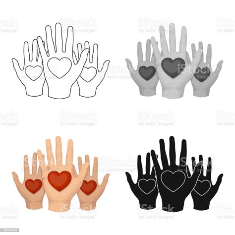 흰색 배경에 고립 된 만화 스타일에 하트 아이콘을 손 자선 및 기부 기호 스톡 벡터 웹 일러스트입니다 감정에 대한 스톡 벡터 아트 및 기타 이미지 Istock