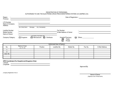 Company Registration Form Edpms V3 0 Pdf