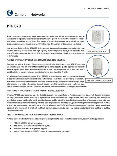Cambium Networks Ptp 670 Integrated Pdf Ethernet Computer Network